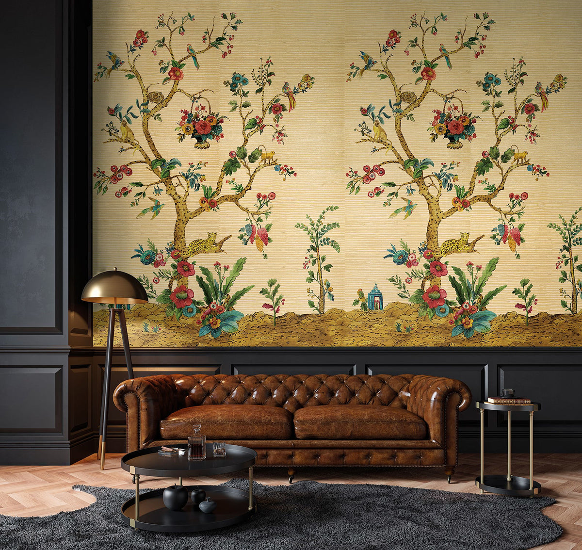Tanzania Tree Of Life Mural | Tuscan Gold Grasscloth – Daisy Bennett ...